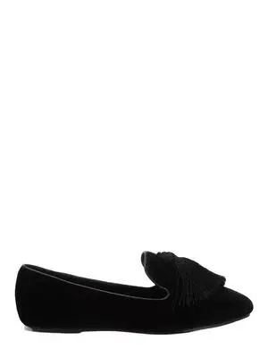 RAG & CO Tromso Iconic Tassel Detail Velvet Loafers In By - Black