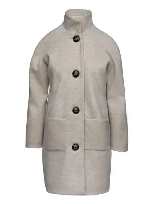 CONQUISTA Neutrals Mouflon Sand Colour Melange Coat Fashion - Beige/black