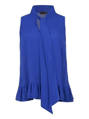 CONQUISTA Electric Tie Detail Top With Frills - Blue