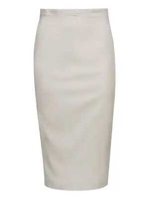 CONQUISTA Neutrals Sophisticated Ivory Gabardine Pencil Skirt With Cotton Blend - White