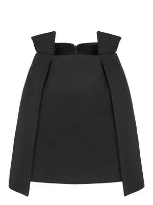 AVENUE N°29 Wool Blend Wrap Mini Skirt - Black