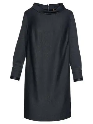 CONQUISTA Stand Collar Midi Dress - Grey