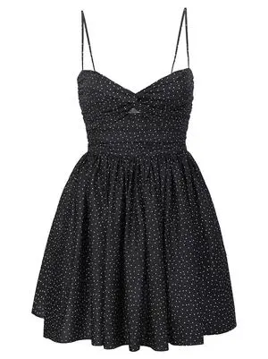 NUAJE NUAJE Reverie Twist Front Ruched Cotton Mini Dress - Black