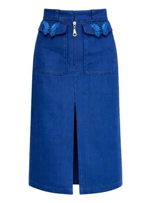 MAUI X LOLITA Pearl Denim Pencil Skirt - Blue