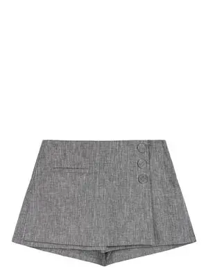 NOCTURNE Button Detail Linen Blend Skort - Grey