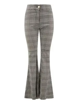 MAUI X LOLITA Geneviève Tailored Bell-bottom Plaid Trousers - Grey