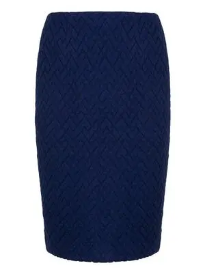 CONQUISTA Knit Jacquard Pencil Skirt - Blue