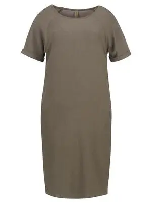 CONQUISTA Olive Punto Di Roma Short Sleeve Dress With Pockets - Green