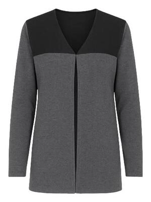 CONQUISTA Wool Blend Block Colour Cardigan Anthracite - Grey