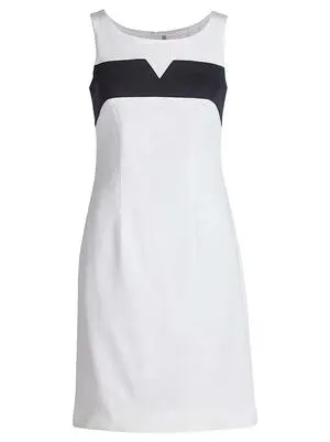 CONQUISTA Sleeveless Empire Line Stretch Dress - White