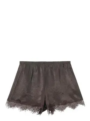 MUTE BY JL Lace Trim Shorts - Brown