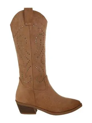 RAG & CO Embellished Cowboy Boots - Beige