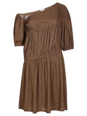 MAISON QALA Brown / Yellow Ochre Bloom Midi Dress - Brown/yellow