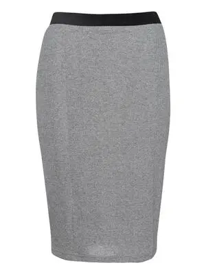 CONQUISTA Lurex Pencil Skirt Silver