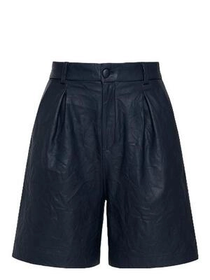 CONQUISTA Faux Leather Bermuda Shorts - Blue