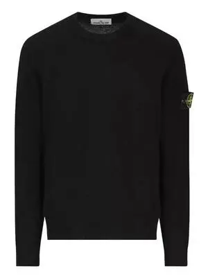Stone Island Logo-patch Crew-neck Sweatshirt - Black