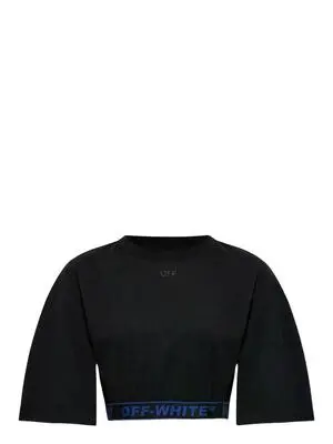 Off-White Logo-tape Cropped T-shirt - Black