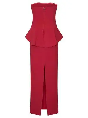 ROTATE BY BIRGER CHRISTENSEN Floral Embellished Strapless Maxi Dress - Red