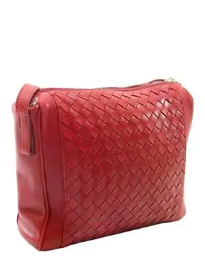 Bottega Veneta 2000s Intrecciato Shoulder Bag - Red