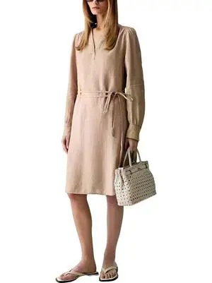 Marc O'polo Belted Long-sleeve Mini Dress - Neutrals