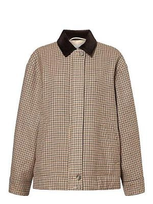 Max Mara Houndstooth Wool Short Coat - Brown