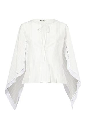 JW Anderson Draped-sleeve Lace-trim Cotton Top - White