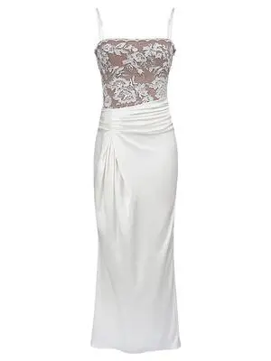 House Of Cb Eliette Embellished Satin Maxi Dress - Ivory