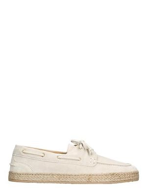 Brunello Cucinelli Lace-up Suede Boat Shoes - Bone