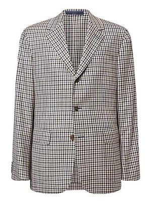 Dunhill Checked Single-breasted Wool Blazer - Bone