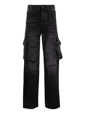 PURPLE BRAND P011 Distressed Straight-leg Jeans - Black