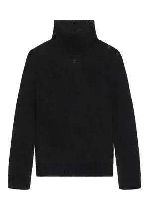 COURREGES Bouclé-knit Button-detail Sweater - Black