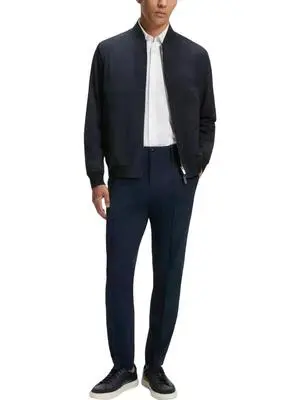 BOSS Slim-fit Jacket In Micro-patterned Stretch Fabric - Blue
