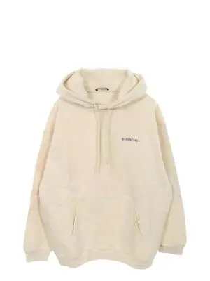 Balenciaga Medium Fit Logo Hoodie - Neutrals