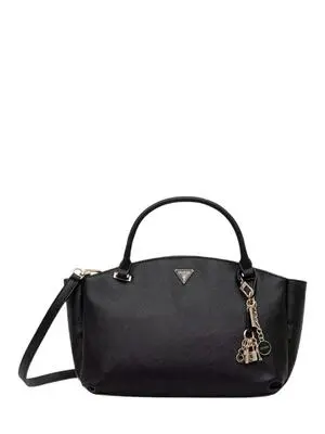 Guess Textured Tote Bag With Charm Detail - Black