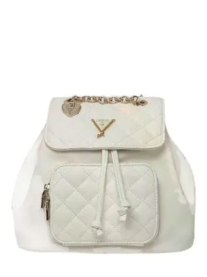 Guess Quilted-finish Drawstring Backpack - White