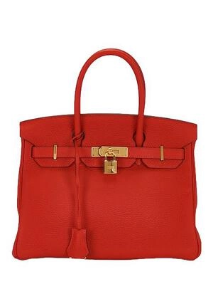 FWRD RENEW Hermes Togo Birkin 30 Handbag - Red
