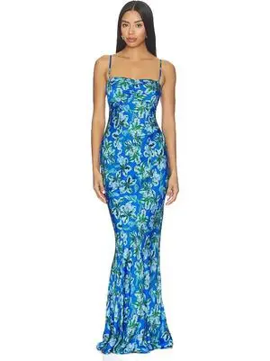 Saloni Renee Long Dress In . Also - Blue