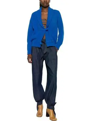FORTE_FORTE Long-sleeve Ribbed-knit Cardigan - Blue