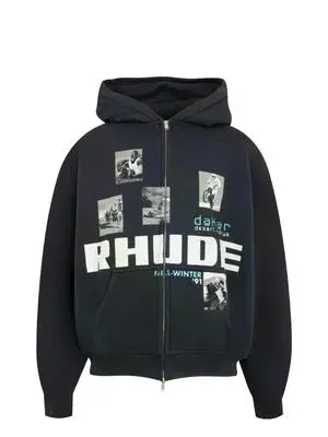 Rhude Chrono Graphic-print Hoodie - Black