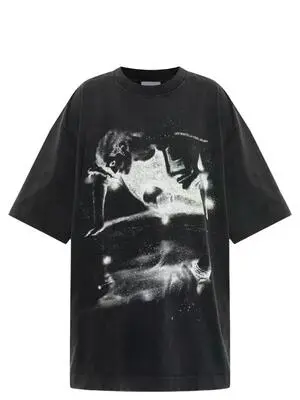Off-White Graphic-print Mini T-shirt Dress - Black