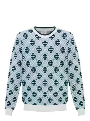 Casablanca Monogram-pattern Wool Sweater - Blue