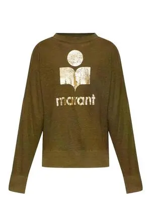 MARANT ETOILE Klowia Logo-printed Long-sleeved T-shirt - Green
