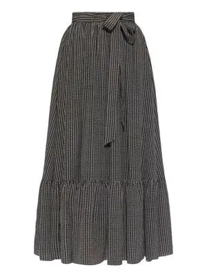 Chloé Geometric-print Tiered Midi Skirt - Black