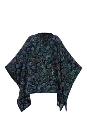 Etro Floral-motif Poncho - Blue