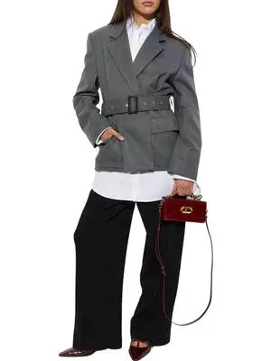 LANVIN Belted Virgin-wool Blazer - Grey