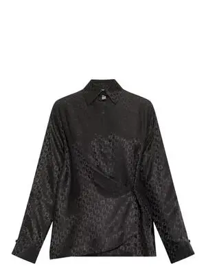 Fendi Monogram-pattern Wrap Shirt - Black
