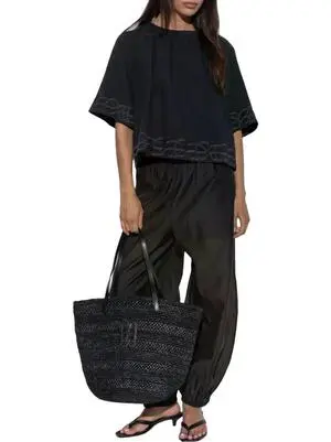 BY MALENE BIRGER Marian Embroidered Linen Blouse - Black