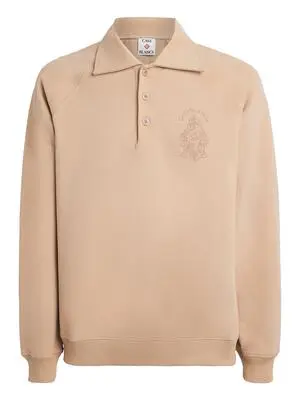 Casablanca Stretch-cotton Spread-collar Sweatshirt - Beige