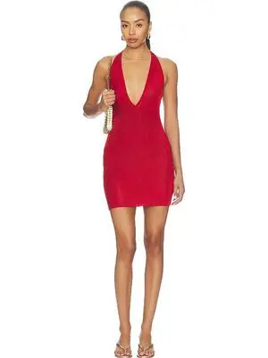 GUIZIO Millie Halter Mini Dress In . Also - Red