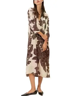 PSOPHIA Orient Contour Midi Dress - Neutrals
